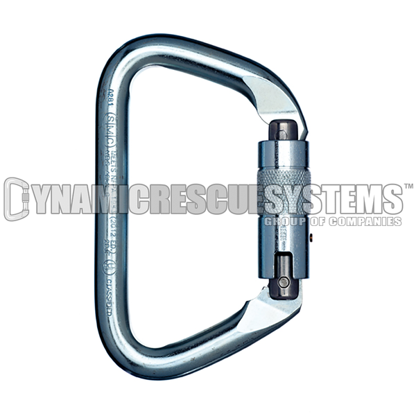Large Steel Safety Locking D Carabiner - SMC - Dynamic Rescue Systems